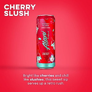 Alani Nu CHERRY SLUSH Sugar Free, Low Calorie Energy Drinks | 200mg Caffeine | Pre Workout Performance with Antioxidants | Biotin B Vitamins | Zero Sugar | 10 Calories | 12 Fl Oz Cans (12 Pack)
