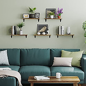 You Have Space Flota 17"x 4.5" Book Shelves, Floating Shelves for Living Room Decor, Bathroom Storage, Kitchen, Kids Room Natural Burned Set of 5