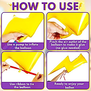 Set of 6 Yellow Lightning Bolt Foil Party Balloons 45 Inch Yellow Flash Balloons for Party Foil Lightning Bolt Shape Balloons Foil Bolt Birthday Party Supplies for Birthday Wedding Decoration