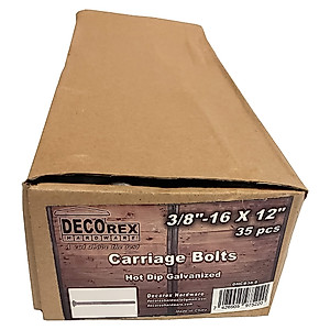 3/8" - 16 x 12 Carriage Bolt | Round Head | Hot Dip Galvanized | 35pcs Box