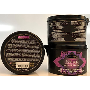 KAMA SUTRA Ignite Massage Candle - Coconut Oil and Soy Based - Island Passion Berry, 6 oz Candle Melts into a Warm Massage Oil, Couples Massage, Pour Spout Massage Candle