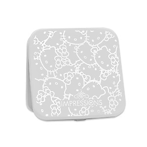 Impressions Vanity Hello Kitty Supercute Compact Mirror with Touch Sensor Switch for Adjustable Brightness, Lighted Makeup Mirror with LED Lights and 2X Magnifying Mirror Top (White)