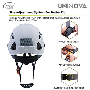 UNINOVA Hard Hats for Construction OSHA Safety Helmet 6 pt. Adjustable Suspension Cascos De Construccion ANSI Z89.1 Type I Class C Hardhats(S1 White)