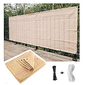 LIANGJUN Sunshade Shading Net, Privacy Fence Screen Decoration Fence Balcony Partition 85% Blockage with Bindings & Grommets, Custom Size (Color : Beige, Size : 1.8x5m)