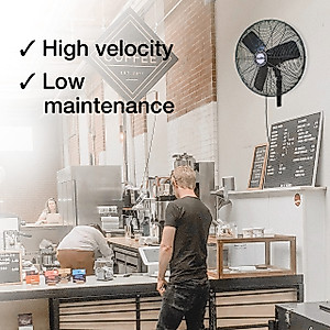 Air King 9025 24-Inch Industrial Grade Oscillating Wall Mount Fan , Black