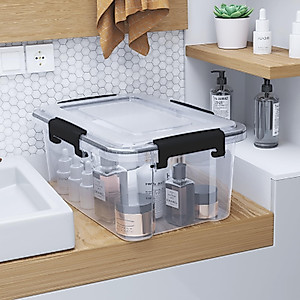 Joyeen 10 Liter Plastic Storage Conatiner, 6 Pack Clear Latch Boxes with Seal Circle/Lids