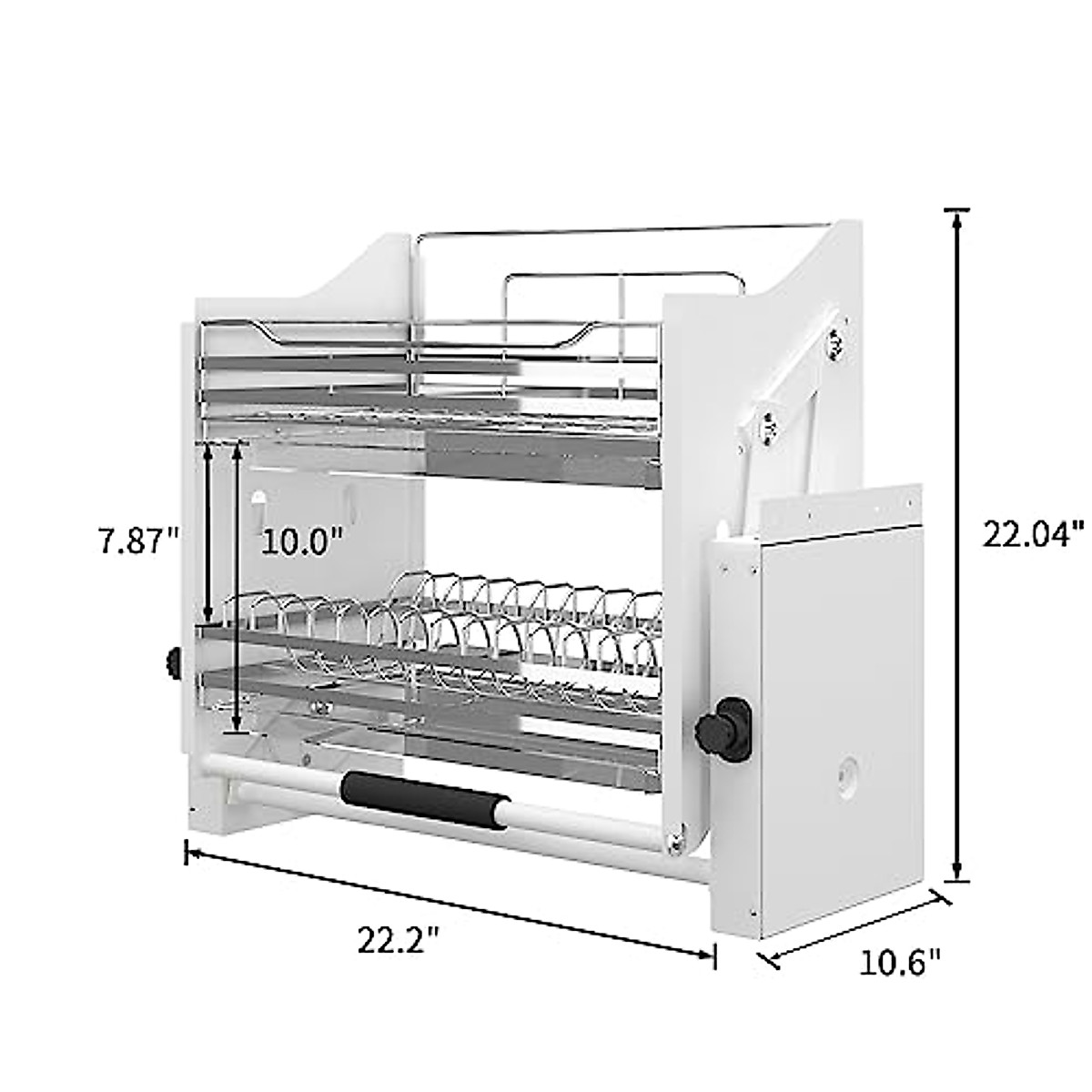WHIFEA 2 Tier Pull-Out Cabinet Organizer Drop Down Shelf Blind Pull-Down Dish and Spice Rack System Inner Space Saving Plate for Kitchen Appliance Lift Upper Cabinet (for Cabinet Width ≥24'')