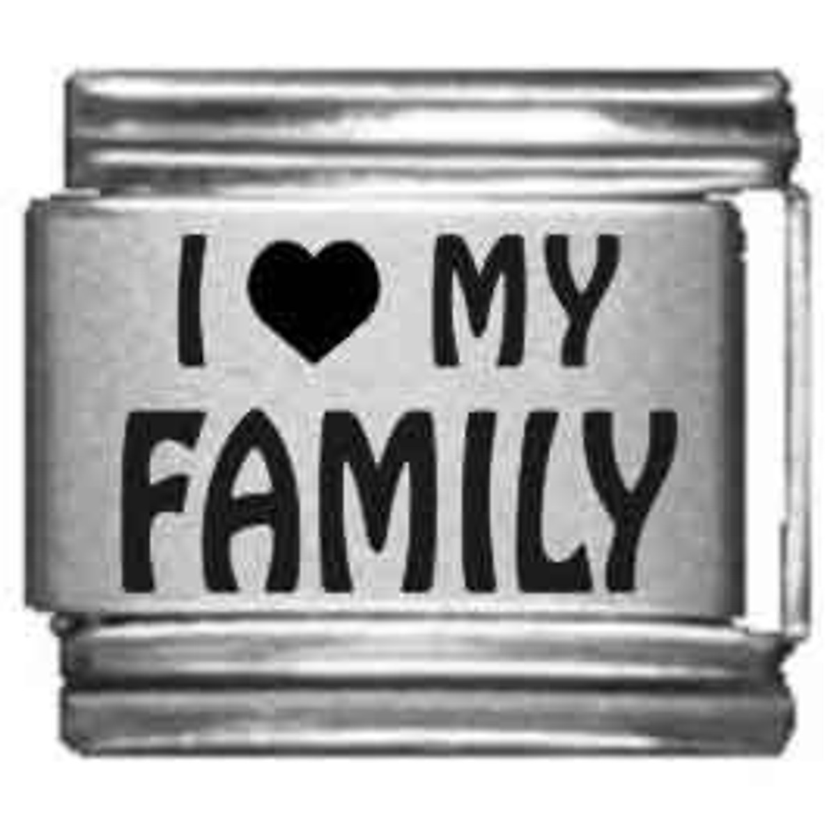 I Heart my Family Laser Etched Italian Charm