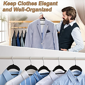 Hodola 6 Pack Suit Hangers for Men,Velvet Suit Hangers with 360 ° Rotating Hooks,Space-Saving Non-Slip Suit Jacket Hangers,Suitabl for Dress, Pants, Shirts, Skirts,Ties