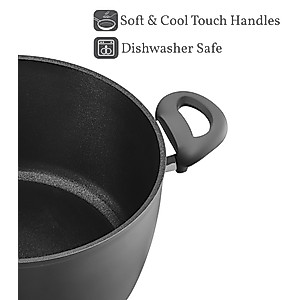 Saflon Titanium Nonstick 8-Quart Stock Pot with Tempered Glass Lid, 4mm Forged Aluminum with PFOA Free Coating from England