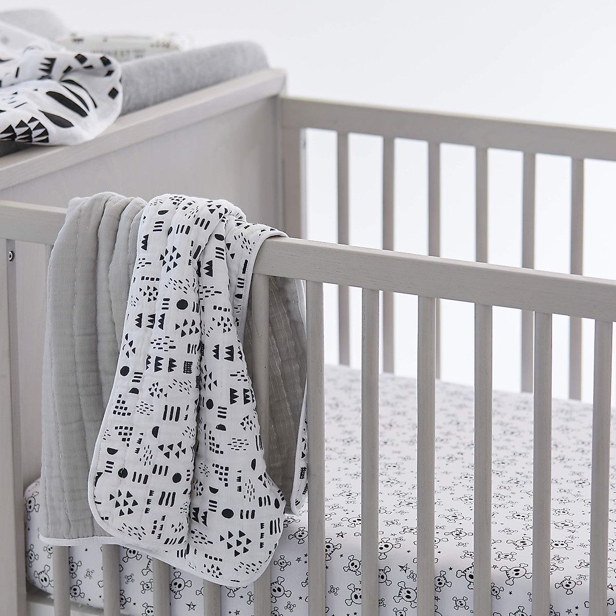 HonestBaby Organic Cotton Changing Pad Covers (Set of Two), Gray Heather, One Size