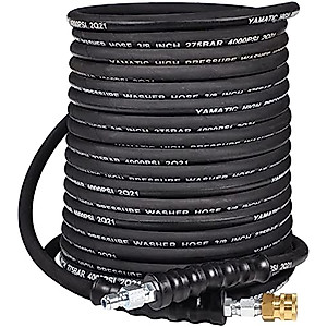 YAMATIC 3/8" Pressure Washer Hose 4000 PSI 50FT Hot Water Power Washer Hose Max 212°F with Swivel Quick Connect, Commercial Grade Steel Wire Braided & Synthetic Rubber Jacket, Kink Resistant