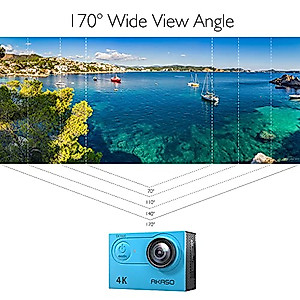 AKASO EK7000 4K30FPS Action Camera Ultra HD Underwater Camera 170 Degree Wide Angle 98FT Waterproof Camera Blue