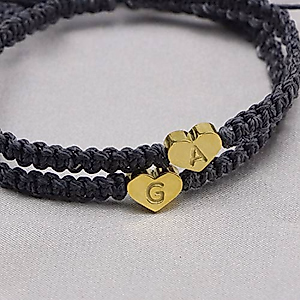 Dainty 18K Gold Initial C Letter Love Heart Charm Bracelets for Women Adjustable Bracelet Monogram Bracelet Alphabet Personalized Mother's Day Gifts for Mom Mum Mommy Mantra