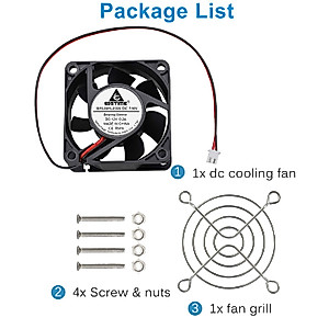 GDSTIME Dc 12V 60mm 6cm 60x60x25mm 2 Wire Brushless Cooling Fan