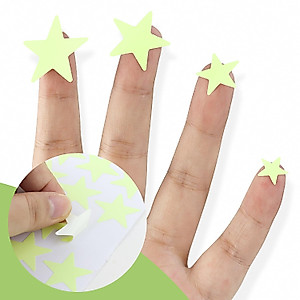 514 PCS Glow in The Dark Stars Wall Stickers for Ceiling, 4 Sizes Glowing Wall Decals Decor Stickers, 3D Green Glowing Stars for Room Decorations