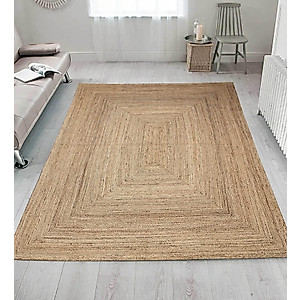 The Home Talk Handwoven Jute Rug 8' x 10' - Handmade Rustic Indoor Jute Rug - Sustainable & Eco-Friendly Design Adds Warmth and Texture to Living Room, Bedroom, or Dining Room