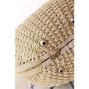 DAISHA Straw Bags for Women,Hand-woven Shell Bag Handle Ring Tote Retro Summer Beach Rattan bag., Beige, 11x10.23x5.9 inches(lxwxh)
