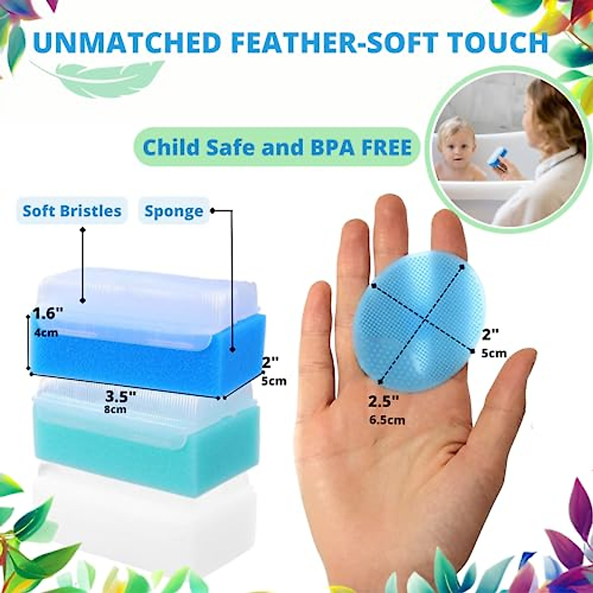 Baby Bath Sponges for Newborns - Baby Cradle Cap Brush - Cradle Cap Comb for Babies (Pack of 5)