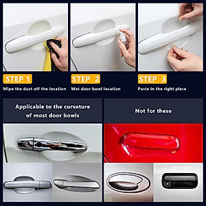 Ouzorp Car Door Handle Cup Scratches Protector Door Handle Side Sticker Scratches Scratch Protector Transparent Door Handle Paint Scratch Protection Protective Film (4)