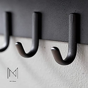 NM E-Store - Magnetic Key Holder w/ 6 Key Hooks, Key Holder for Wall w/Built-in Extra-Deep Tray, Multifunctional Key Hooks for Wall Mounting, Modern Key Rack Organizer, Black