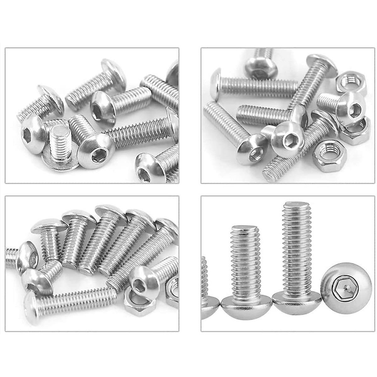 Elantek #2-56 UNC 304-Stainless Steel Button Head Hex Socket Cap Bolts Screws Nuts Assortment Kit