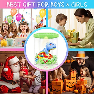 Crystal Growing Kit, Light-Up Dinosaur Terrarium Kit, Grow, Paint & Decorate Your Own Dinosaur, DIY STEM Project Educational Arts and Crafts Set, Gift Idea for Boy & Girl Aged 8 9 10 11 12+ (Upgraded)