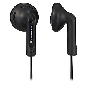 PANASONIC Stereo Earbud Headphones with Comfortable, Clear, and Powerful Sound. Includes 3.9 ft Cord with Miniplug 3.5mm Headphone Jack - RP-HV096-K – In Ear Earbuds (Black)
