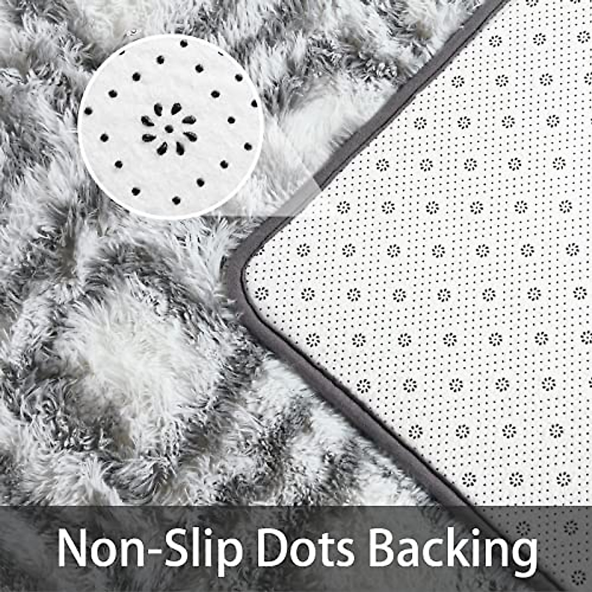 Guucha Fluffy Area Rug, Soft Plush Fluffy Carpets, Geometric Moroccan Shaggy Rugs for Living Room Bedroom Nursery Room Kids' Room, Black/White 4x6 Feet