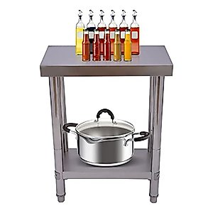 Stainless Steel Table for Prep & Work, Commercial Heavy Duty Food Prep Worktable with Undershelf for Restaurant, Home and Hotel/2436