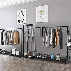 Ejoyous Clothes Garment Rack, Rolling Clothing Hanging Rack Commercial Grade Steel Clothes Rail Display Stand Storage Organizer on Wheel with Bottom Shelf for Home Living Room Bedroom