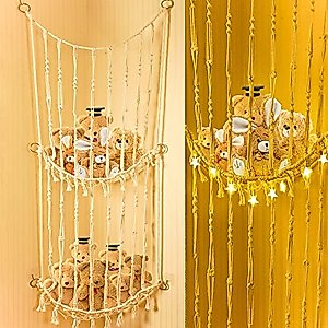 Stuffed Animal Toy Storage Hammock Net, AAHGGBA Toy Organizers with LED Light and Hanging Mesh for Stuffed Animals in Wall Corner, Neatly Organizing Toys While Great Decor for Playroom and Bedroom