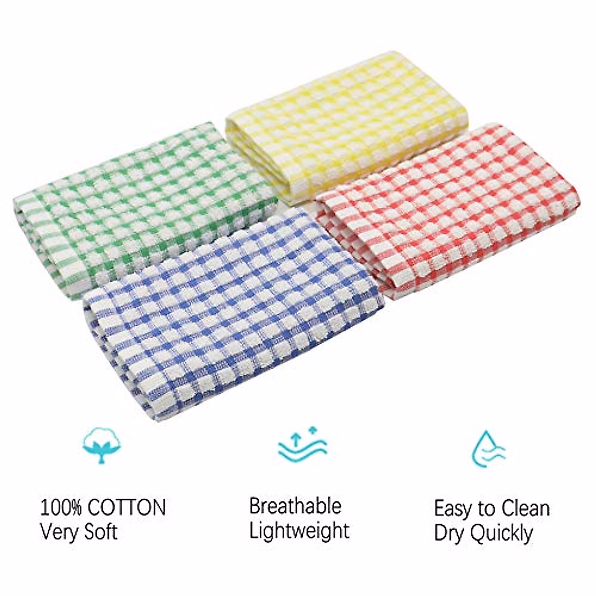 HFGBLG Cotton Terry Kitchen Dish Cloths, Soft Absorbent Tidy Kitchen Dish Towels (Mix Color, 11.8 Inch x 11.8 Inch)
