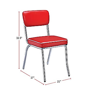 simple relax Set of 2 Side Chairs with Cushion, Red