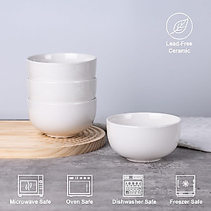 HOKELER 4.5 Inch Small Ceramic Bowls, 12 Ounces Dessert Bowls Set of 4, Small White Bowls for Kitchen, Side Dishes, Ice Cream Rice Soup Snack Cereal, Microwave and Dishwasher Safe