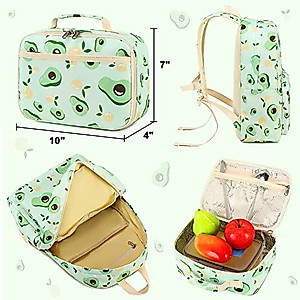 CAMTOP Backpack for Girls Kids School Backpack with Lunch Box Preschool Kindergarten BookBag Set(Avocado)