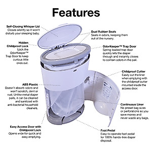 Diaper Dekor Classic Diaper Pail Gift Set – White | Comes with up to a Year's Supply Worth of Diaper Dekor Refills!