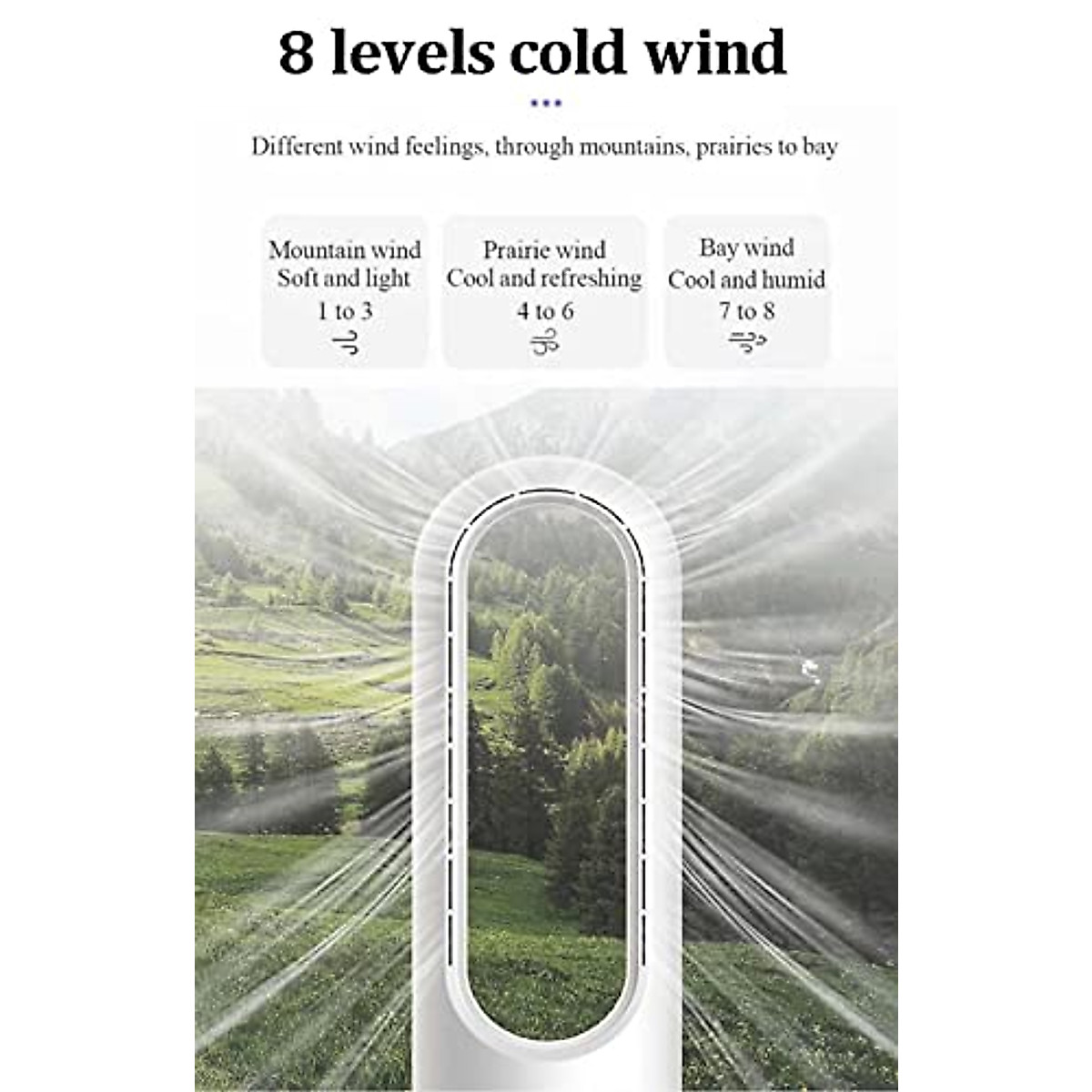 SABYDICAR Bladeless Heater Fan Standing Cooler Heater Tower Fan for Home Office,Remote Household Leafless Tower Fans,11 Speeds Electric Fan,8H Timer,80° Oscillating Fan