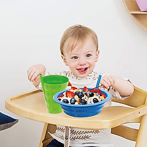 PLASKIDY Cereal Bowls with Straws for Kids - Set of 8 Kids Bowls with Built-in Straws - 22 Ounce Toddler Sippy Bowls Dishwasher/Microwave Safe BPA Free Brightly Colored Great Kids Soup/Cereal Bowls