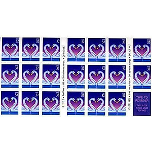 USPS Love Swans Forming Heart (Sheet of 20) 32 Cent Postage Stamps 1997 Scott #3123a