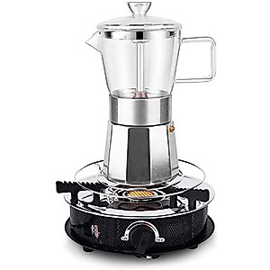 Geesta Premium Crystal Glass-Top Stovetop Espresso Moka Pot - 9 cup - Coffee Maker, 360ml/12.7oz/9 cup (espresso cup=40ml) Gift Idea for Husband Wife