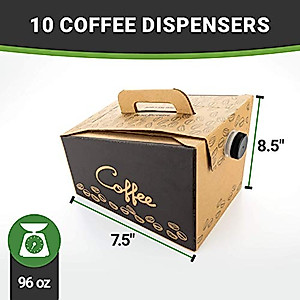 Cater Tek 96 Ounce Disposable Coffee Dispensers, 10 Insulated Coffee Take Out Containers - Built-In Handle, LeakResistant Cap, Kraft With Black Paper Coffee To Go Boxes, 12 x 7.5 x 8.5 Inch,