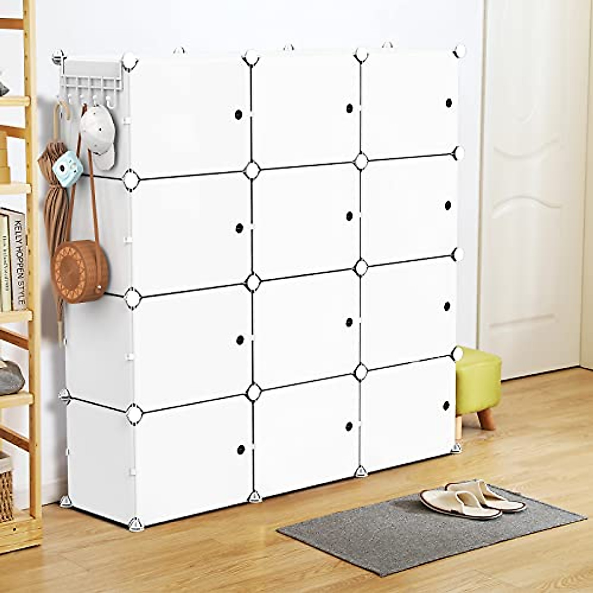 VTRIN Portable Shoe Rack Organizer 48 Pair Tower 4 Tiers for Entryway Shelf Storage Stand for Heels Boots Slippers Cabinet Narrow Standing Stackable Space Saver White