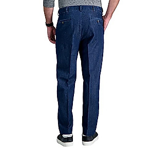 Haggar Men's Casual Classic Fit Denim Trouser Pant-Regular and Big & Tall Sizes, Medium Blue Cla, 36W x 29L