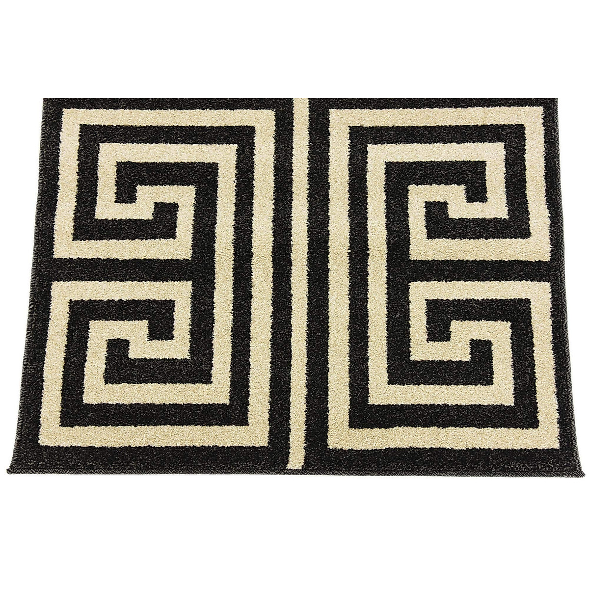 Unique Loom Athens Collection Classic Geometric Modern Border Design Area Rug, 2 ft 7 in x 10 ft, Black/Beige