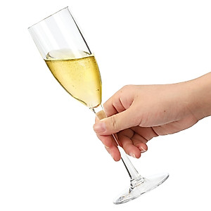 Frcctre 16 Pack Acrylic Champagne Flute, 5 Oz Clear Plastic Champagne Glasses Reusable Long Stemmed Wedding Party Cocktail Wine Glasses Wedding Toasting Drinking Cups