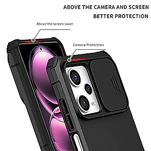 YOUULAR Case Compatible with Xiaomi Redmi Note 12 Pro 5G/Xiaomi Poco X5 Pro 5G Dimensional Bracket Sliding Window Mobile Phone Case Shockproof Protective Phone Cover Poco X5 Pro Military Cases Black