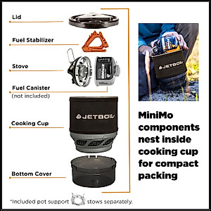 Jetboil MiniMo Camping and Backpacking Stove Cooking System with Adjustable Heat Control (Carbon)