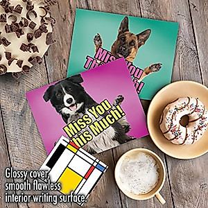 The Best Card Company - 10 Blank Assorted Notecards w/Envelopes (4 x 5.12 Inch) - Boxed Greetings with Dogs, Thinking of You Sentiments - Pet Puppies, Animal - Dog Miss You This Much M6600MYB