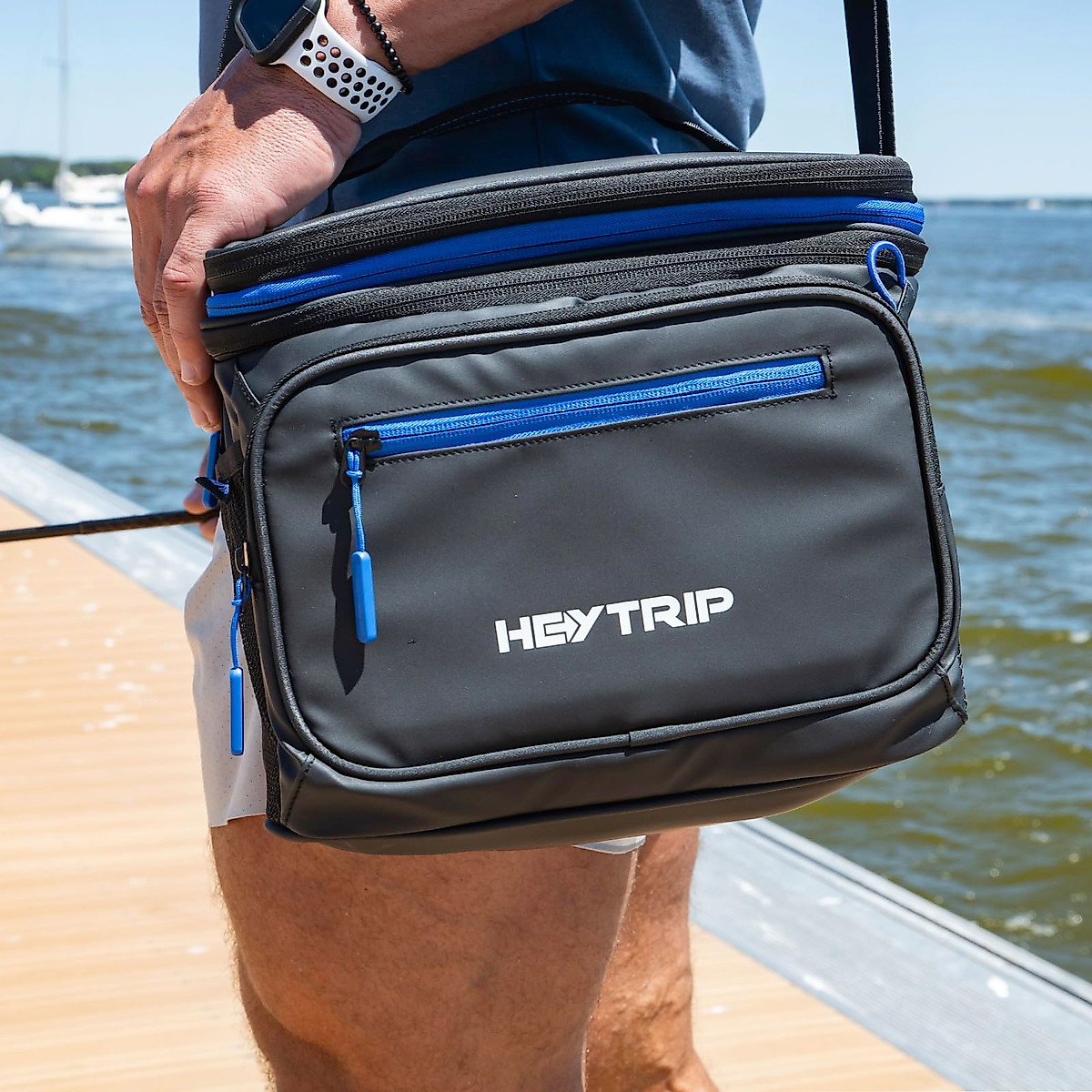 HEYTRIP Expandable Insulated Lunch Box 24 Can Double Deck Cooler Bags Leakproof Lunch Bag for Man Large Lunch Cooler for Camping Travel Picnic(Black)